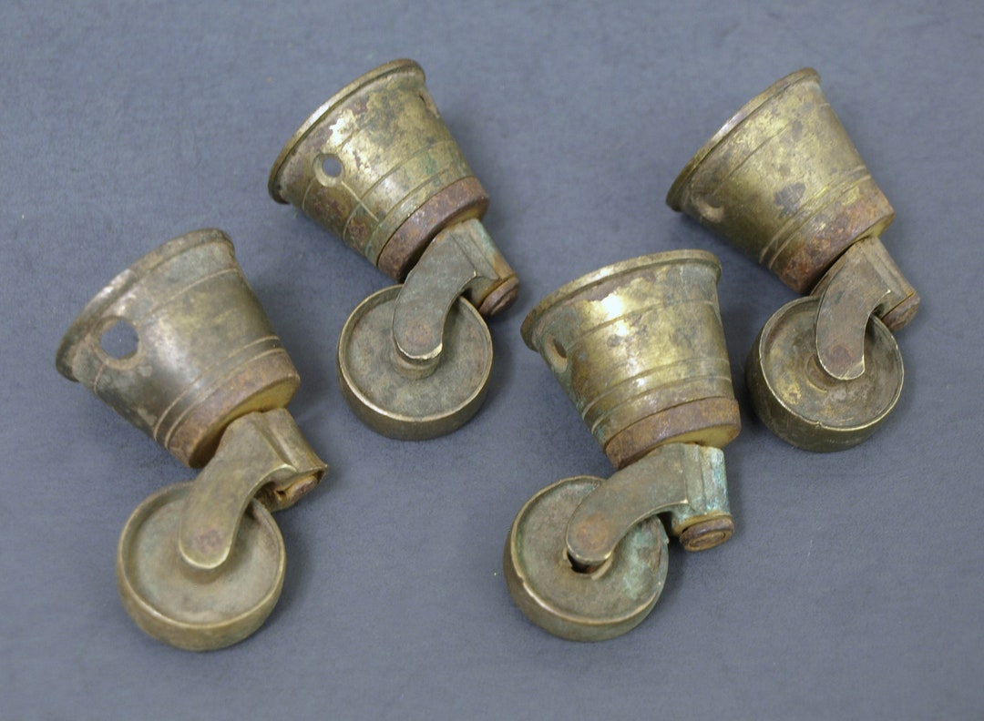 Antique Victorian Deep Socket Brass Casters, Set of 4 - Brass Casters W ...