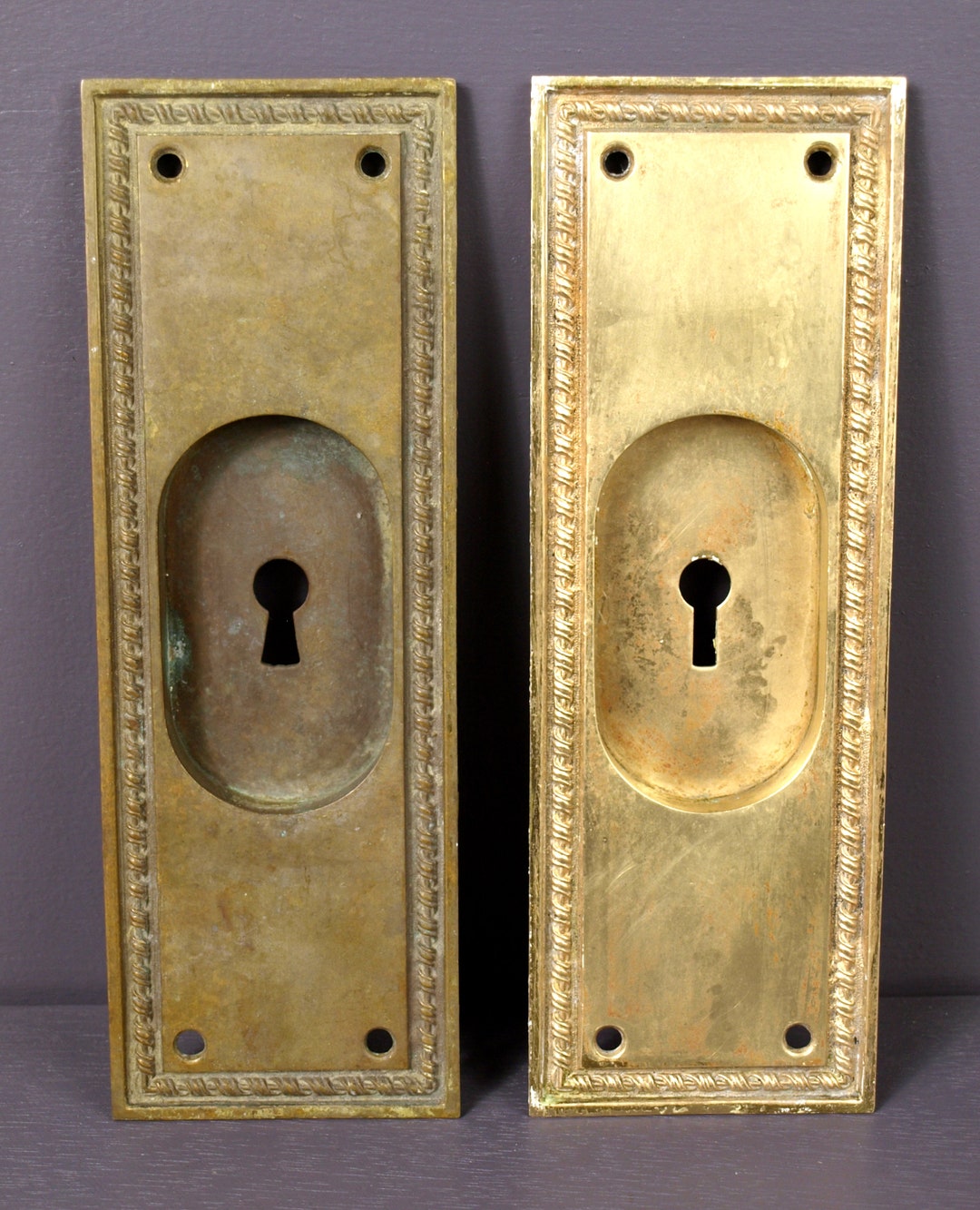 Antique Richmond RH Co. No. 1432 Brass Keyhole Escutcheon Matching Door ...