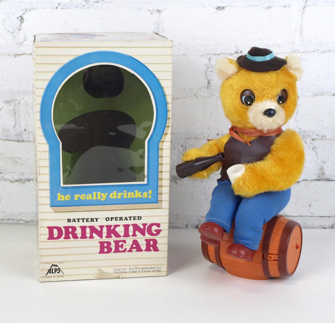 Vintage Battery Operated Drinking Bear Electronic Toy by Alps Made in ...