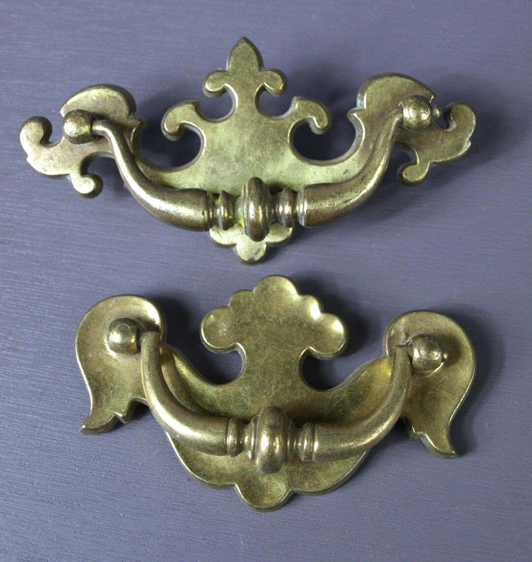 Vintage Heavy Brass Chippendale Style Drawer Pulls- Includes 2 Non ...