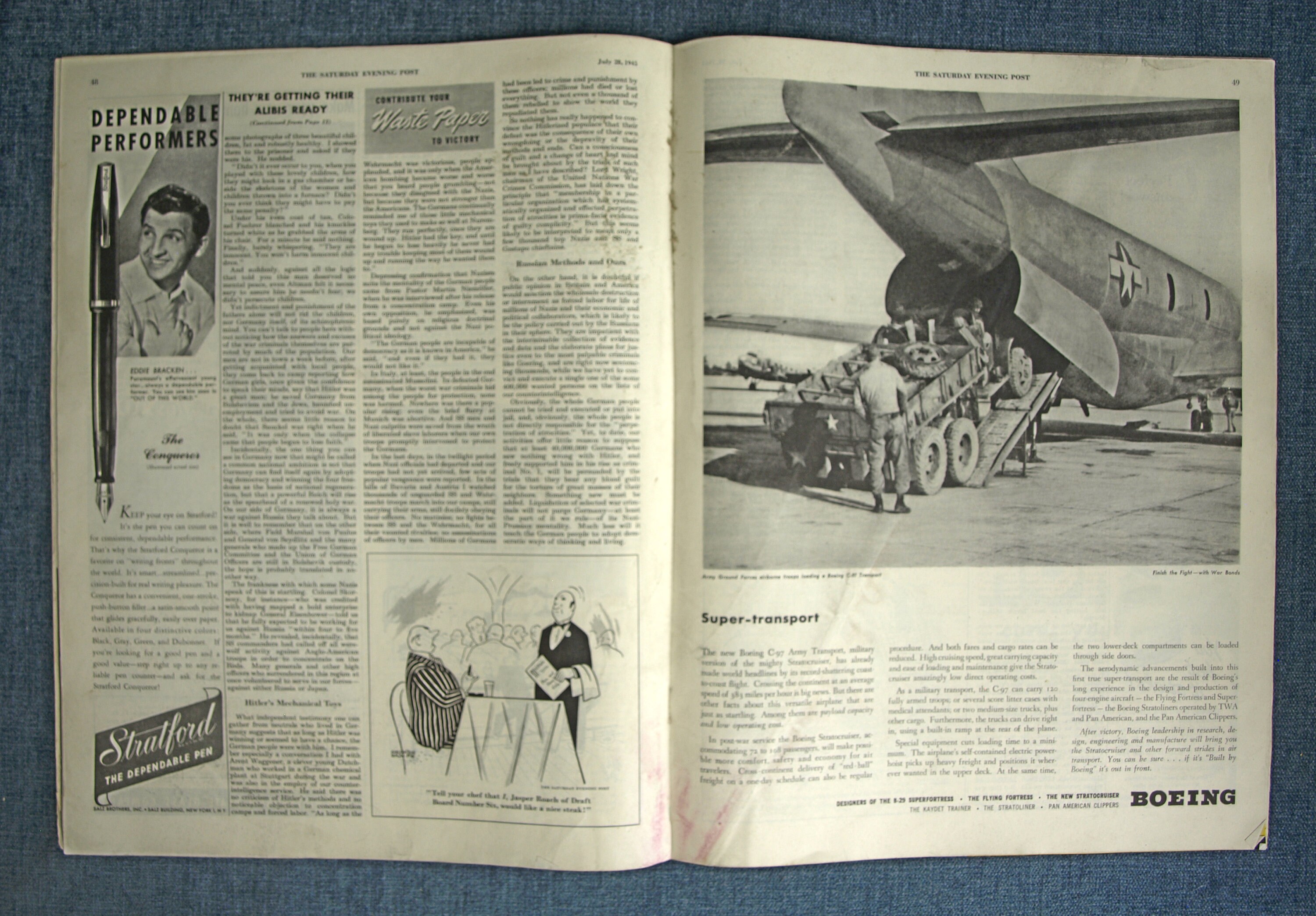 July 28 1945 Saturday Evening Post WWII Era Magazine With - Etsy