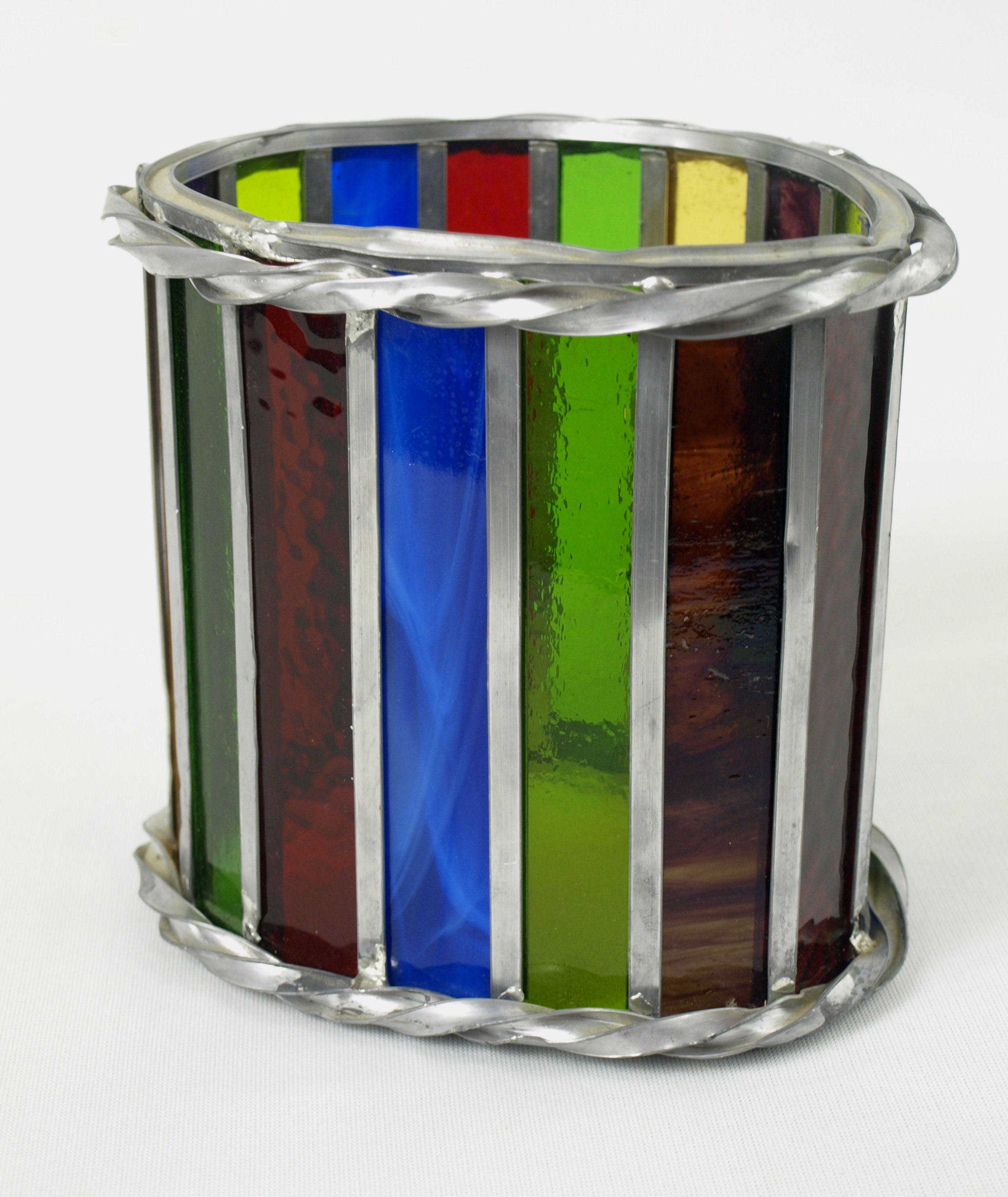 Vintage Rainbow Stained Glass Hurricane, 6.5" Tall X 7" Long X 5" Wide ...