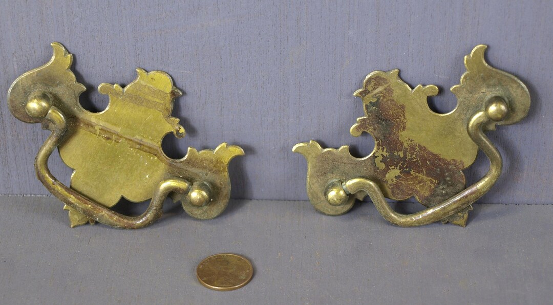 Antique Steel Chippendale Style Drawer Pulls With Antique Brass Finish ...