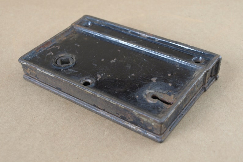 Large Antique Cast Iron Upright Vertical Rim Door Lock Set - NO Door ...
