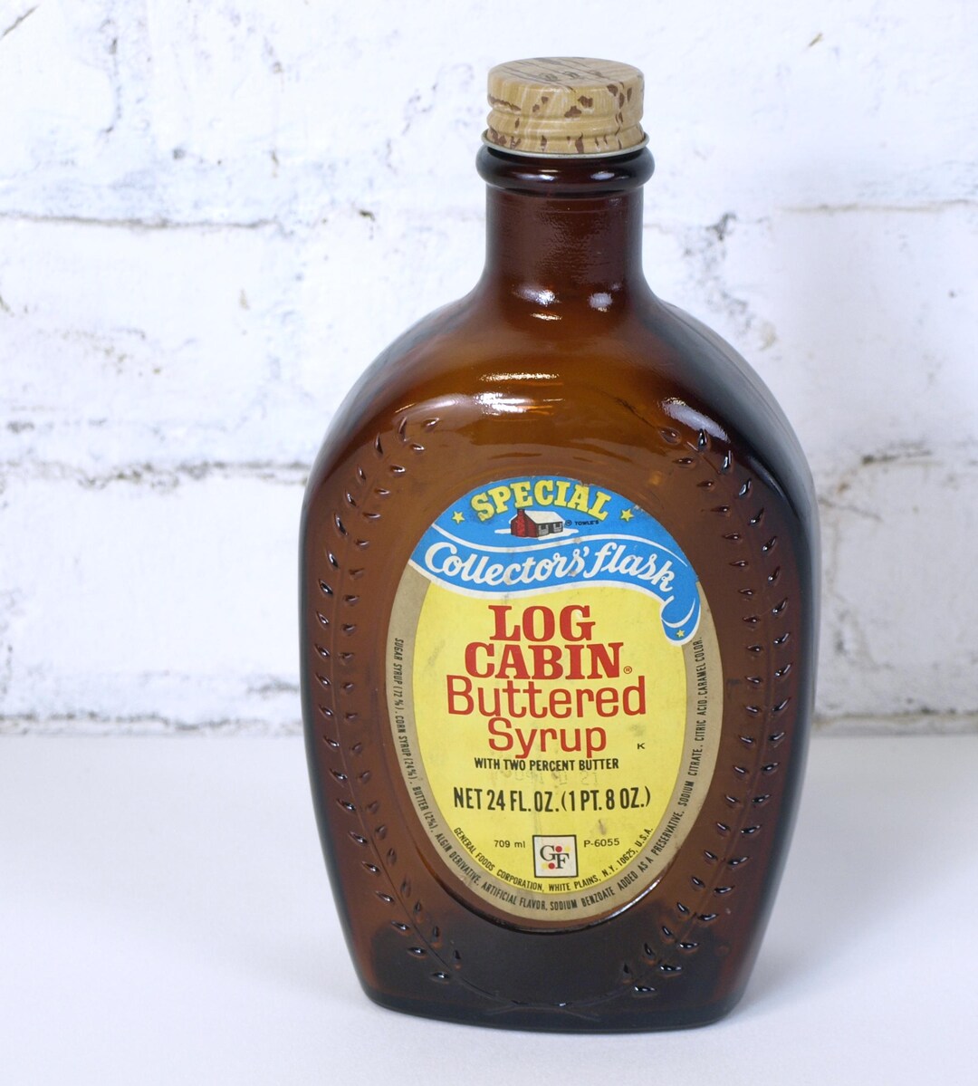 Vintage Special Collector's Flask Log Cabin Buttered Syrup Bottle With ...