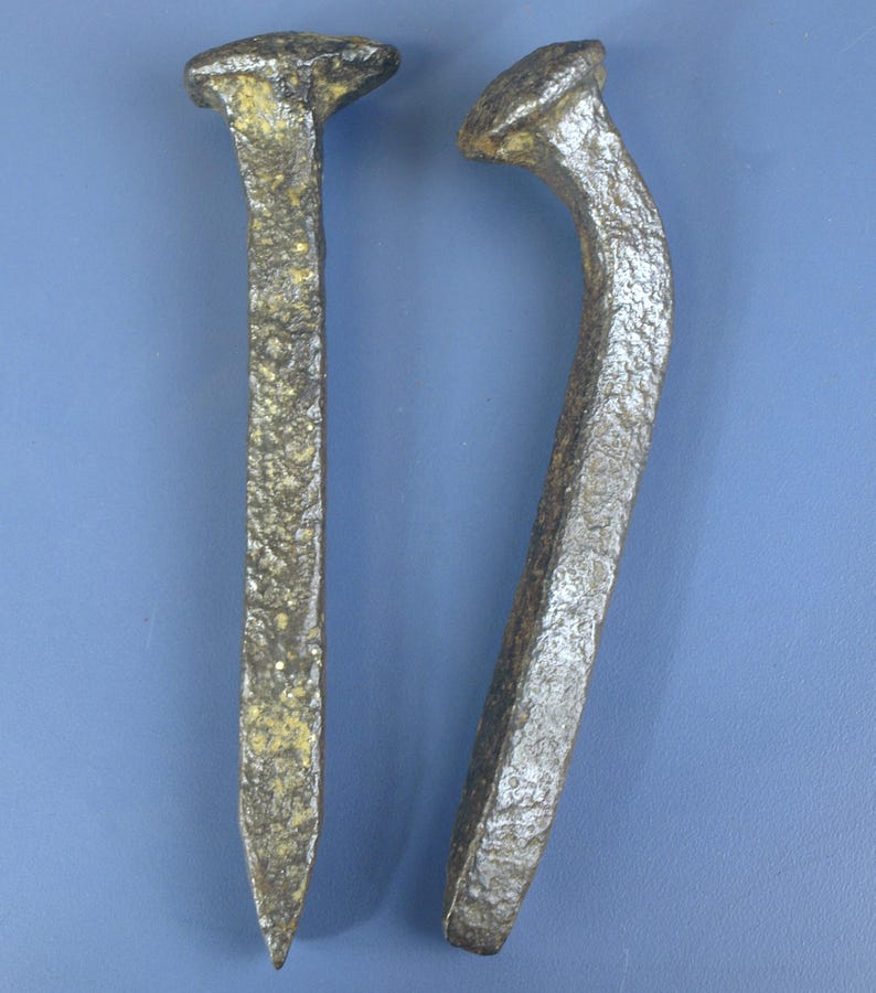 Antique Hand Forged Wrought Iron 7" Railroad Spike - Lot of 2 ...