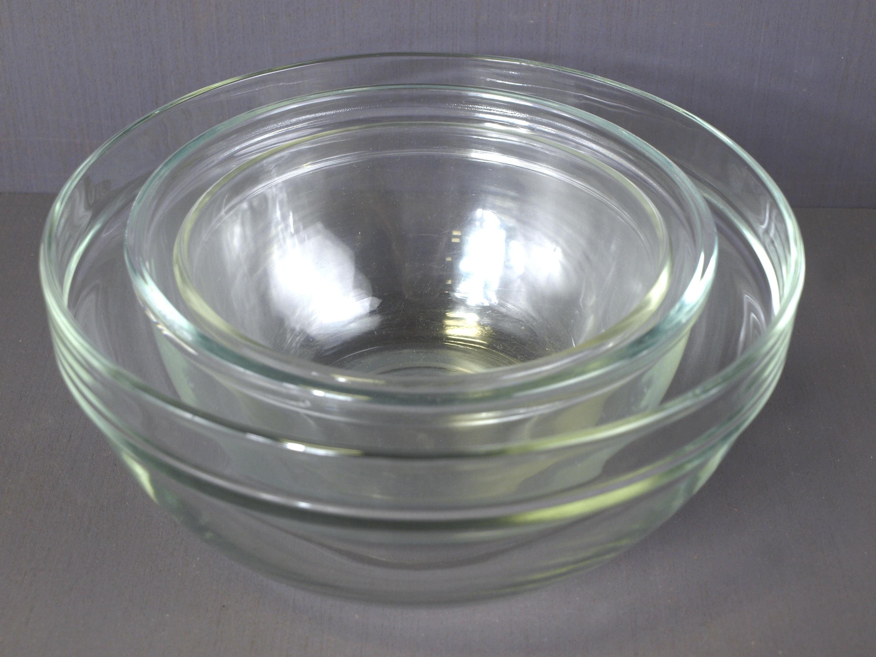 Vintage Glass Mixing Bowls, Set of 3 Nested in Graduated Sizes - One ...
