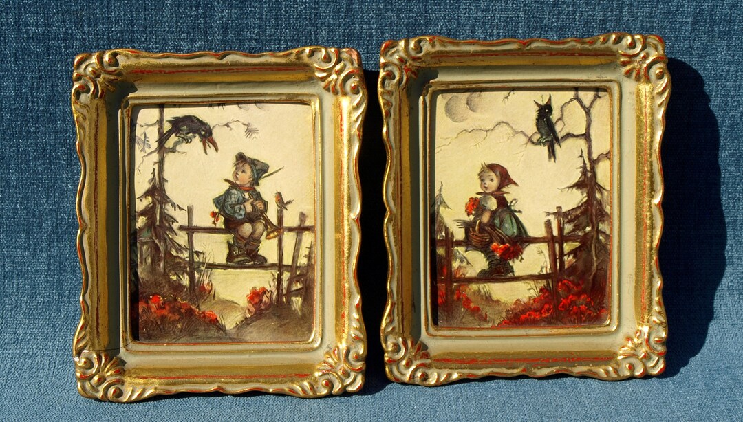 Vintage Genuine M.J. Hummel Reproductions Gold Finish Framed Print Art ...