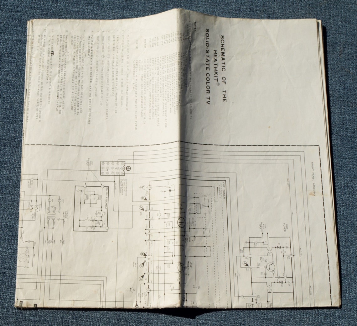 Schematic of the Heathkit Solid State Color TV / Television - Fold Out ...