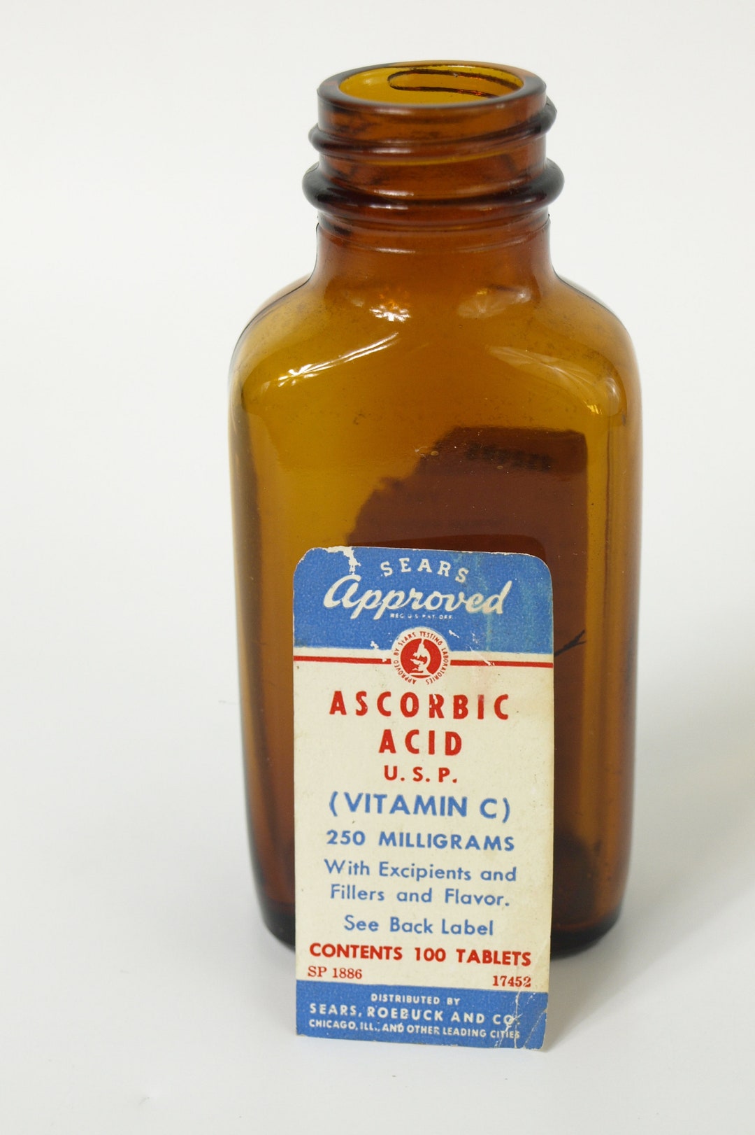 Vintage "sears Approved" Ascorbic Acid (vitamin C) Tablet Bottle ...