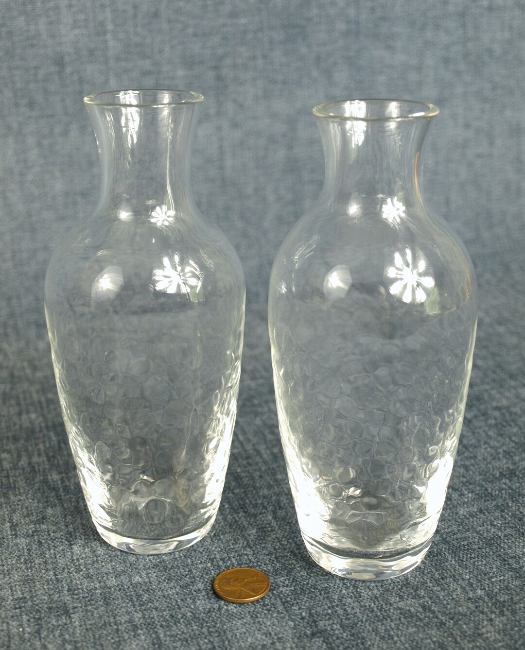 Handblown Clear Textured Glass Bud Vases Set of 2 With Contemporary ...