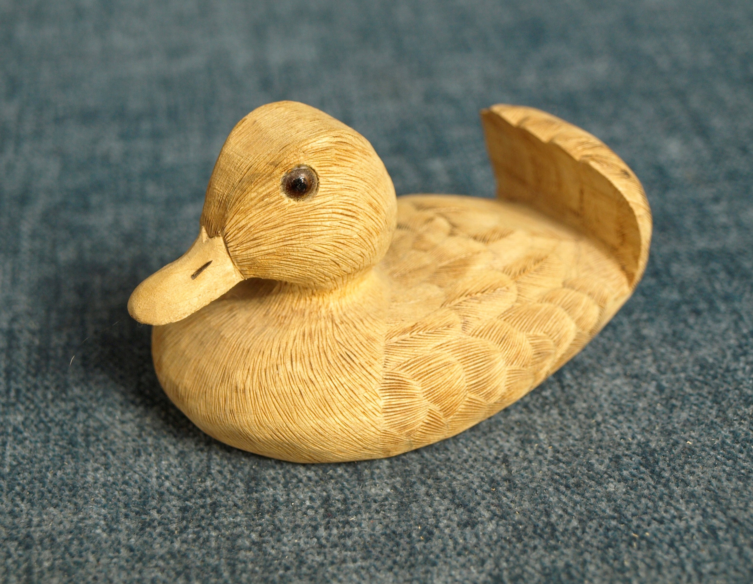 Exquisite Hand Carved Wood Small Mallard Duck Sculpture Figurine With ...