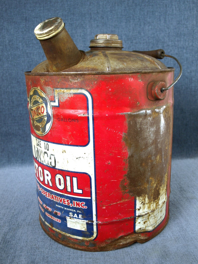 Vintage Large Metal Unico SAE 10 Motor Oil Can Five U.S. - Etsy
