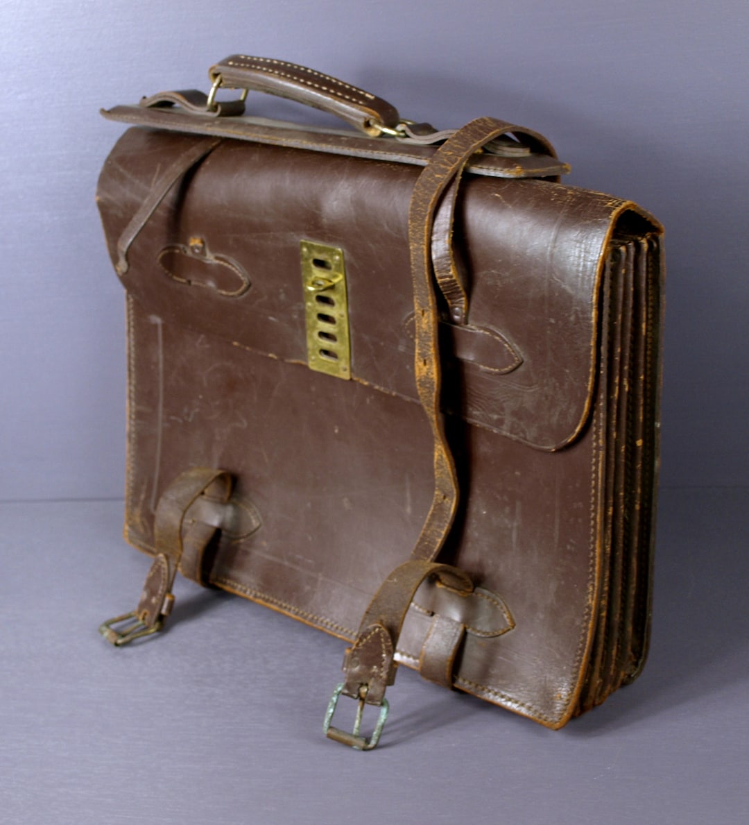 Vintage Military Leather Briefcase Satchel Attache Bag Type II KK -B ...