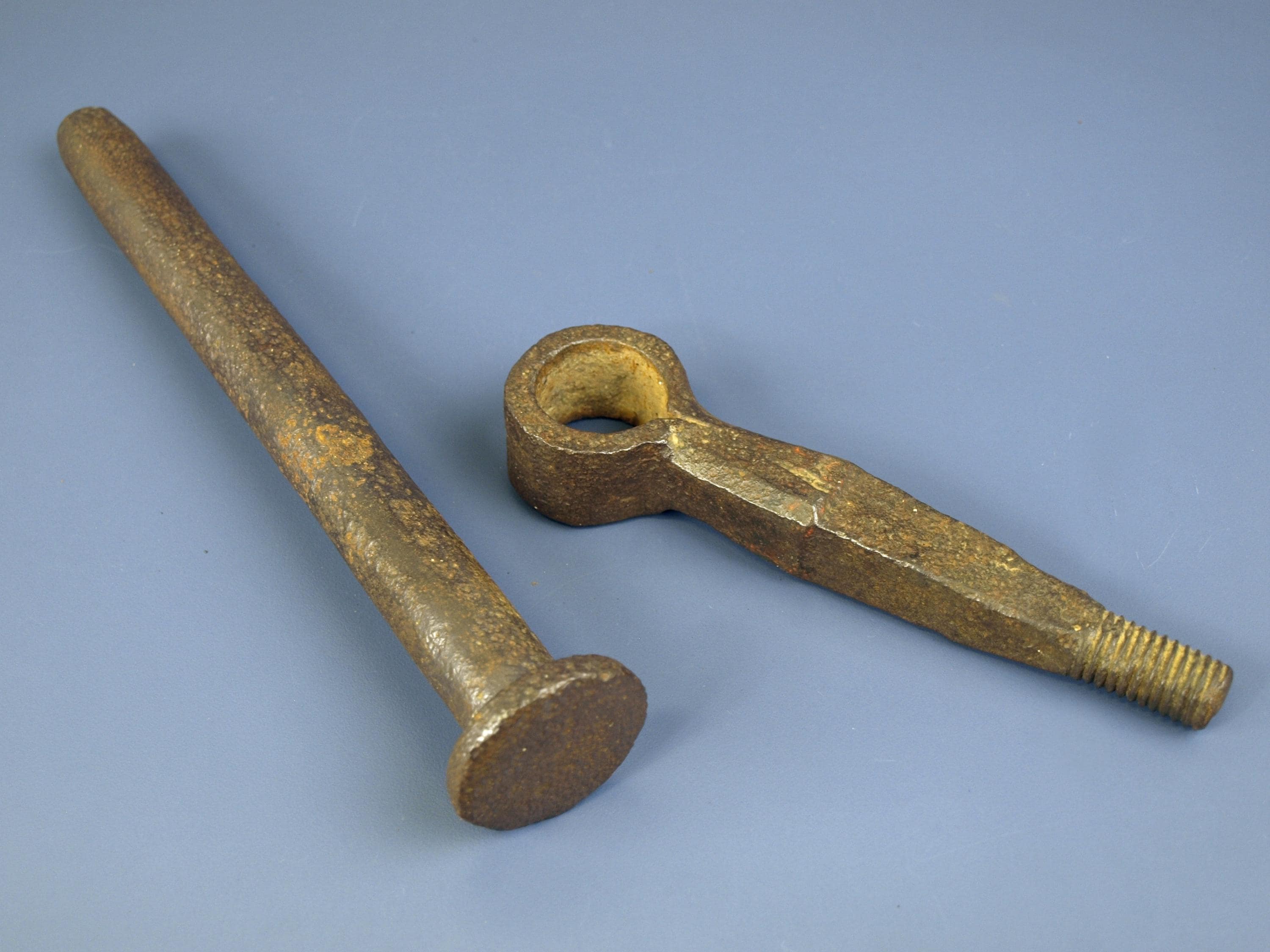 Antique Hand Forged Iron Loop Hinge Bolt and Large Spike Pin for Gate ...