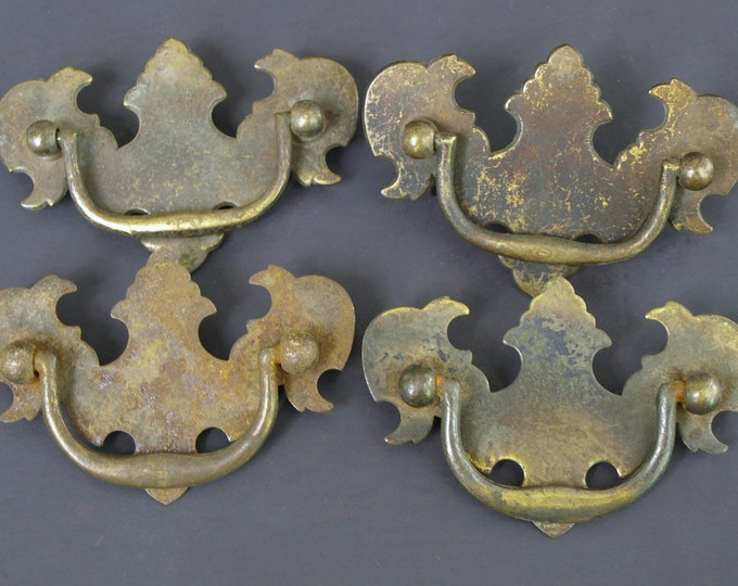 Antique Chippendale Style Brass Drawer Pulls, Lot of 4 - Chippendale ...
