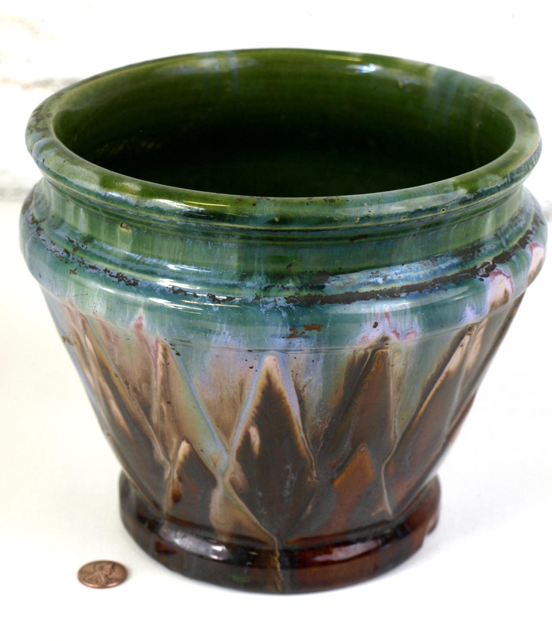 Vintage ACPC Mccoy Sanitary Stoneware Pottery Vase Sunburst Green ...