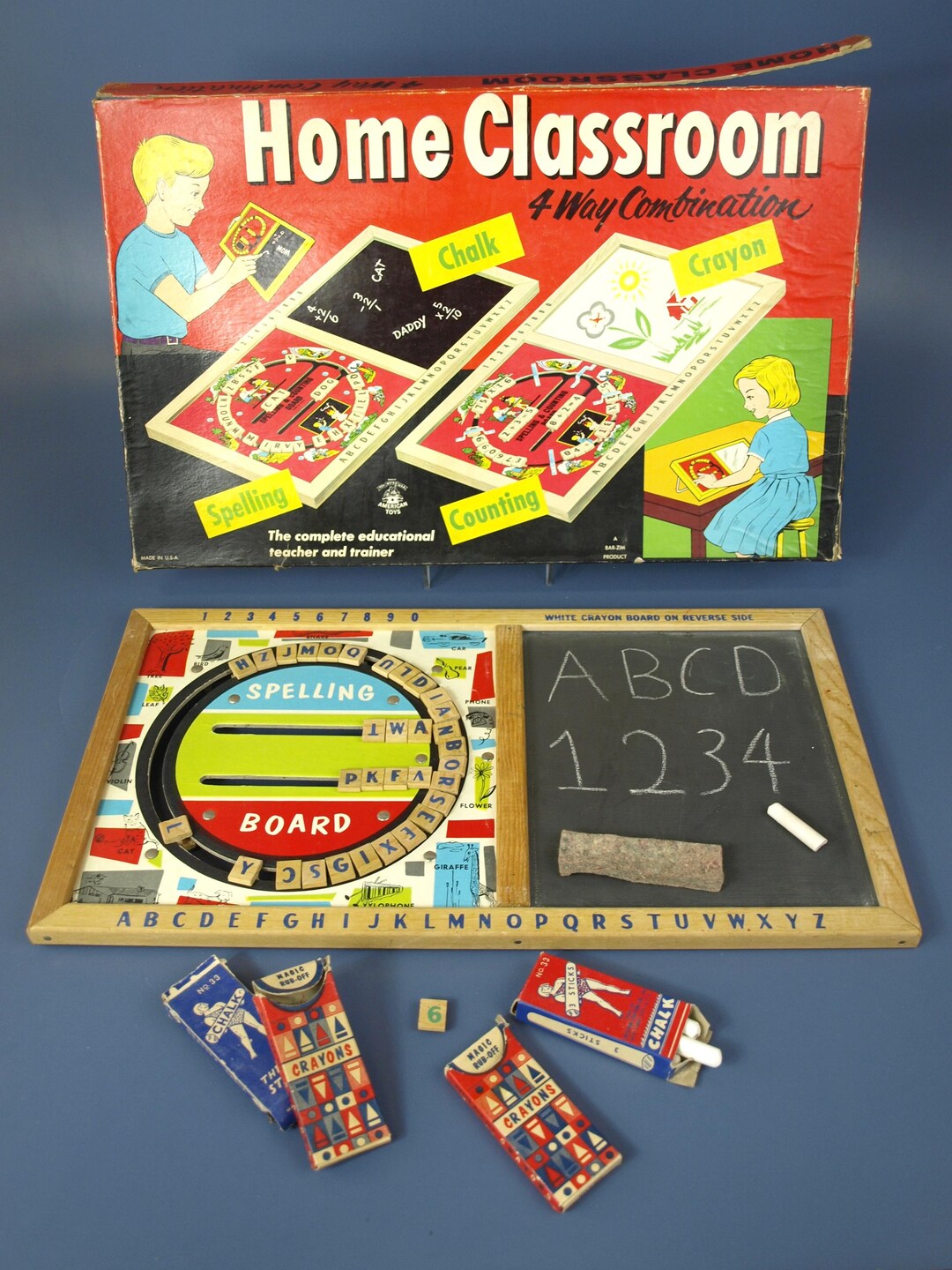 Vintage Home Classroom 4 Way Combination Learning / Educational Game ...