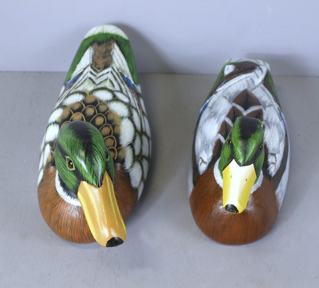 Mallard Duck Sculptures / Figures - Hand Carved Wood and Hand Painted ...