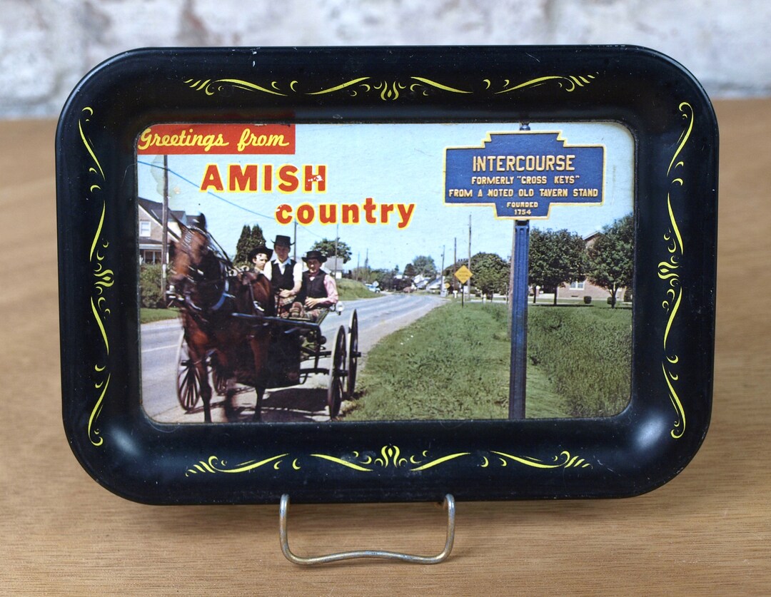 Vintage Souvenir Tray "greetings From Amish Country" - Intercourse ...