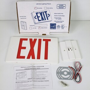 Vintage LED Exit Lighting Fixture, Hardwired W/ Red Lettering & Battery ...