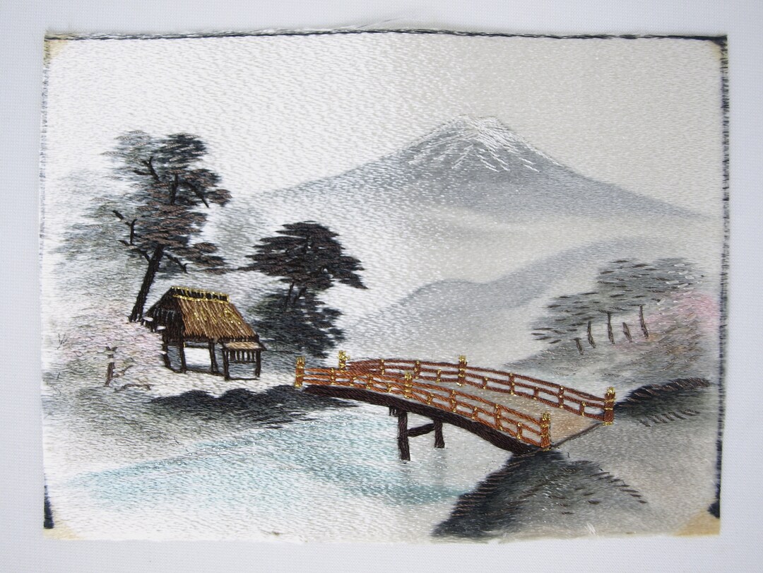 Vintage Iritani Saburo Deluxe Hand Embroidery Japanese Silk Embroidered ...