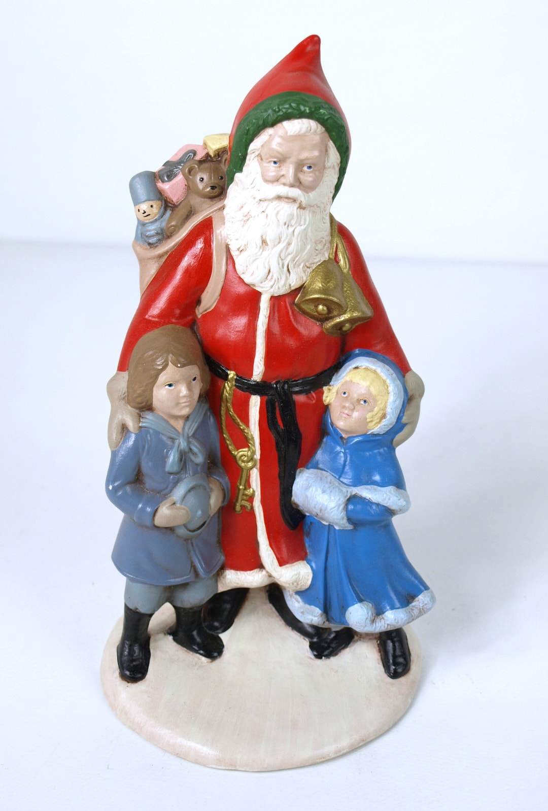 Mid Century Vintage Old World Ceramic Santa W/ Children Figurine ...
