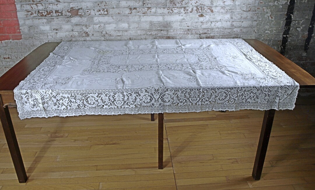 Mid Century Vintage Quaker Dinner Cloth No. 603 - Ivory Lace Tablecloth ...