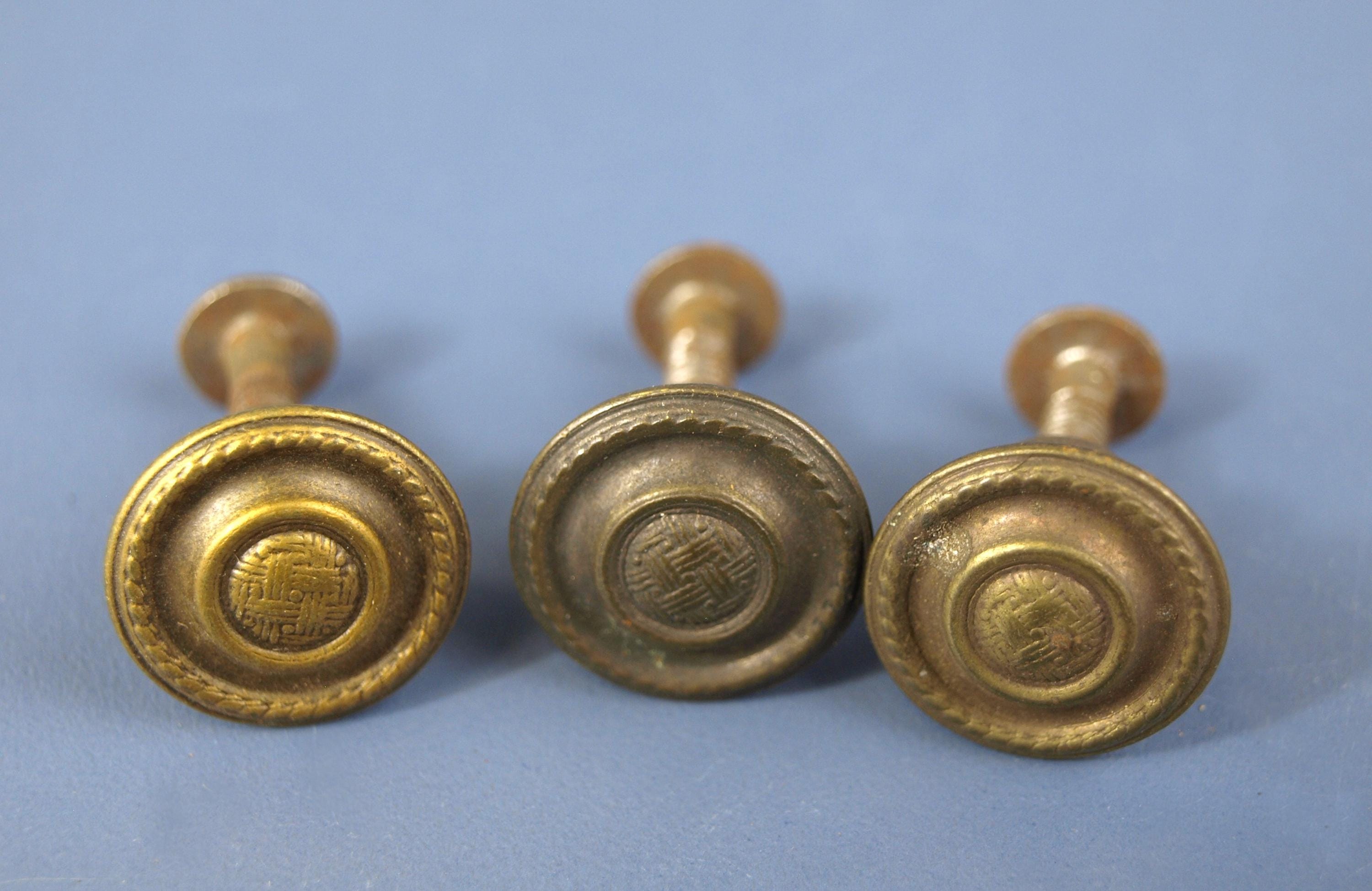 Antique Victorian Brass Drawer Pulls / Cabinet Knobs, Set of 3 - .75 ...
