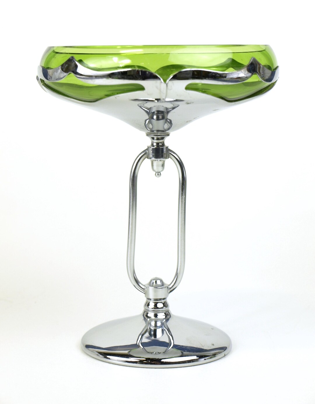 Vintage Art Deco Farber Bros. Krome Kraft Chrome Plated Green Glass ...