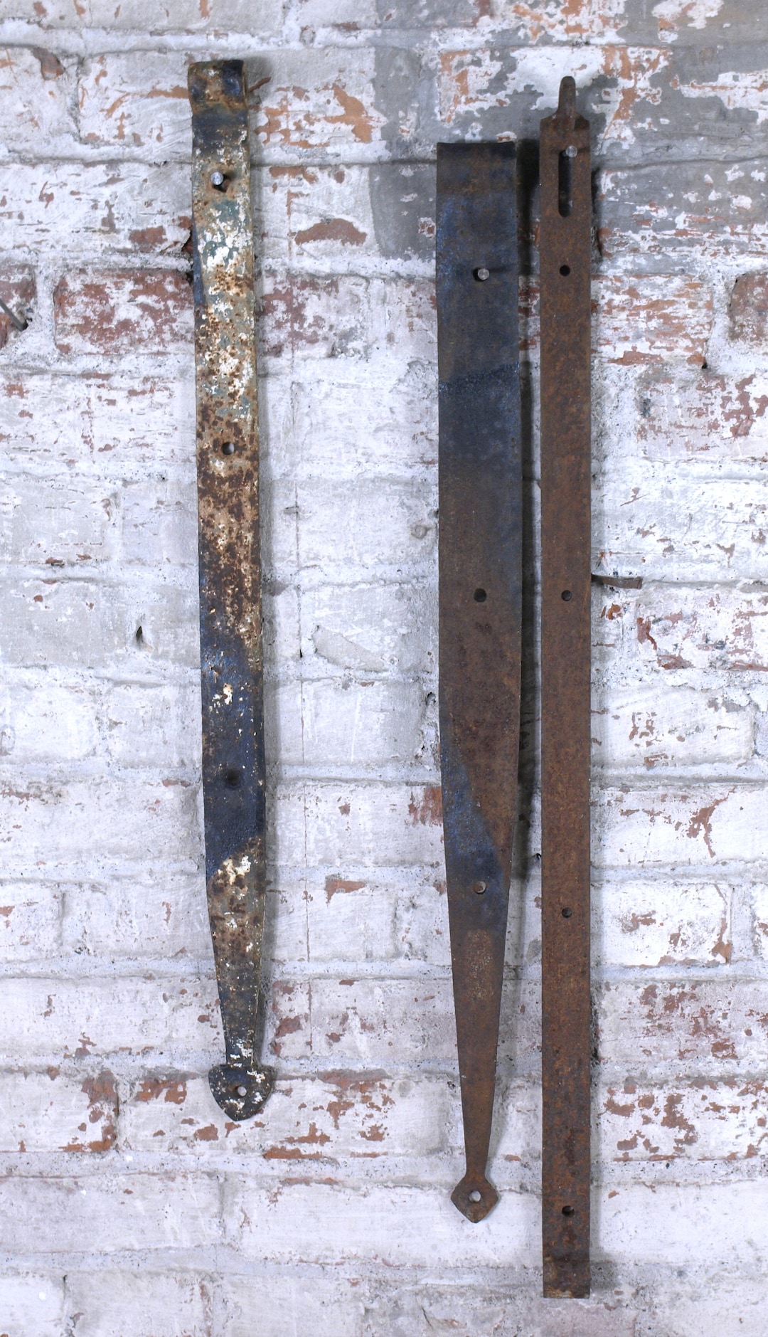 Antique Wrought Cast Iron Strap Hinges and Latch - Barn Door Hinges ...