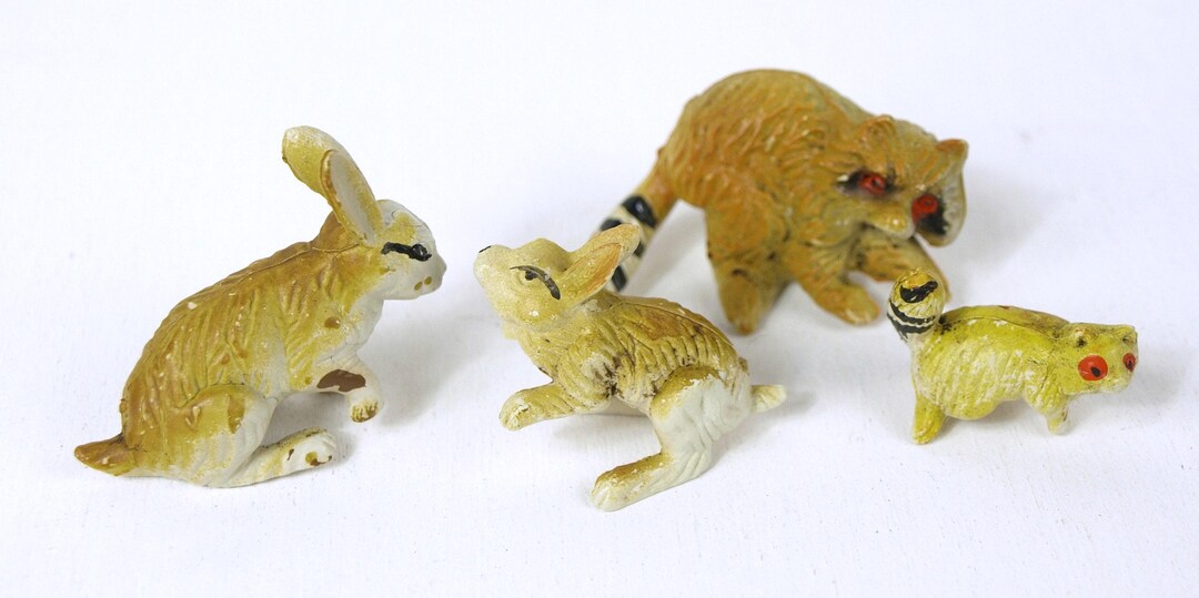 Vintage Childrens Toy Rabbits & Raccoons - Made in HONG KONG - Good ...