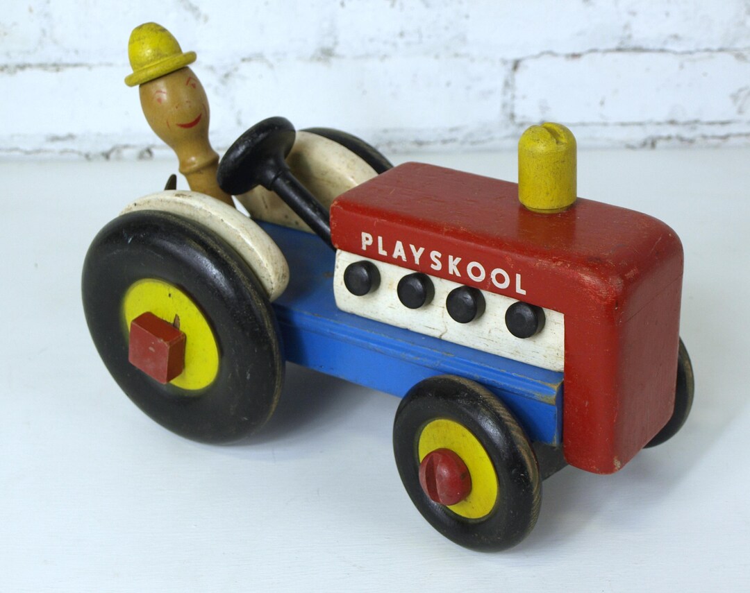 Vintage Playskool Wooden Toy - "take Apart Tractor" - Good+ Condition ...
