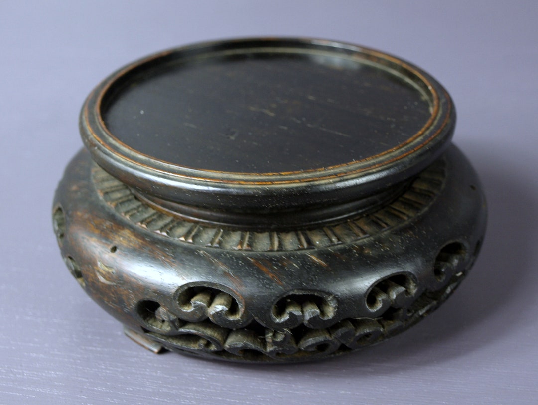 Vintage Carved 4 Wooden Ginger Jar Stand 2 H Asian Art Collectibles ...