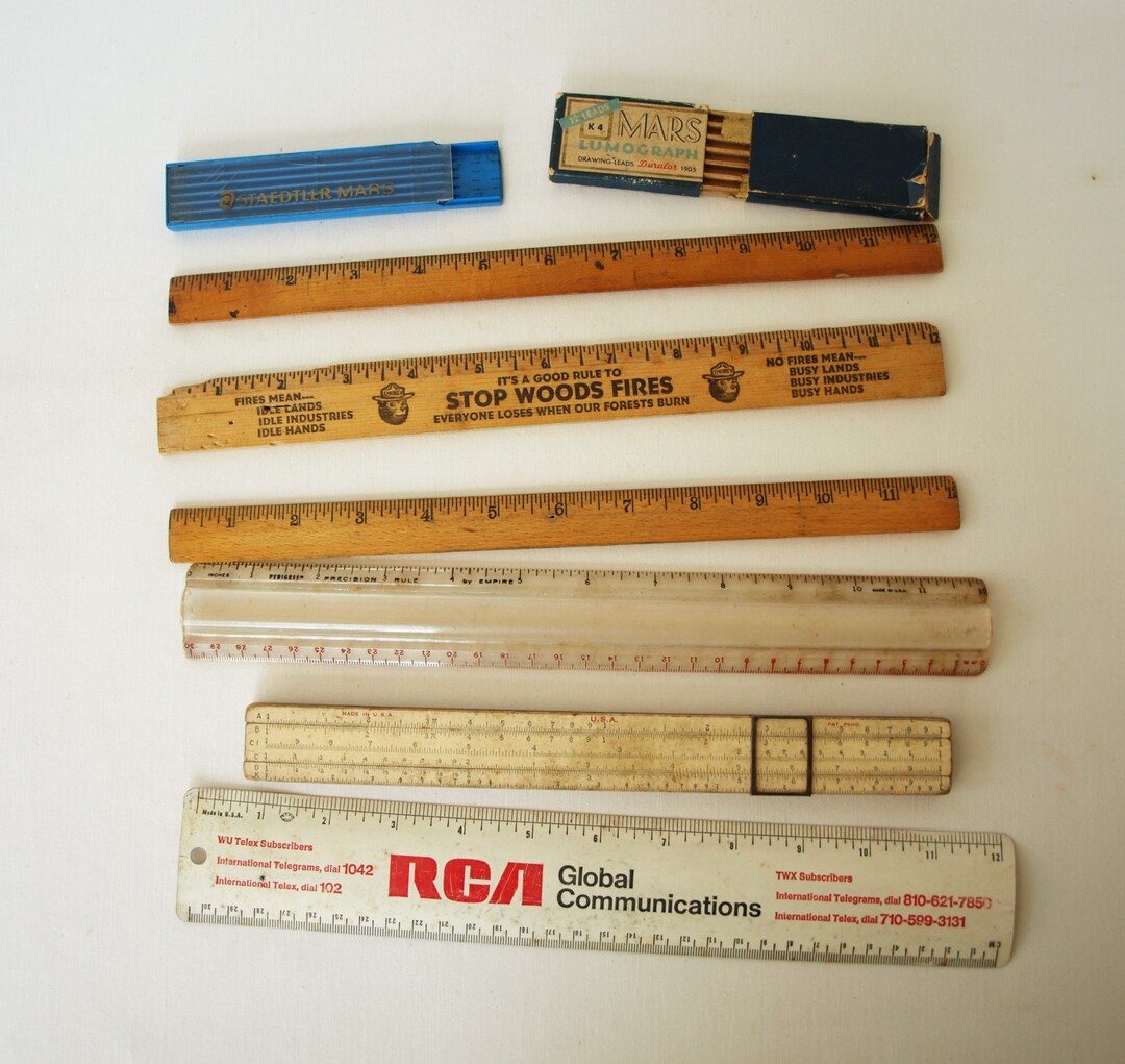 Vintage Drafting Rulers / Slide Ruler and Drawing Lead Cases - Etsy