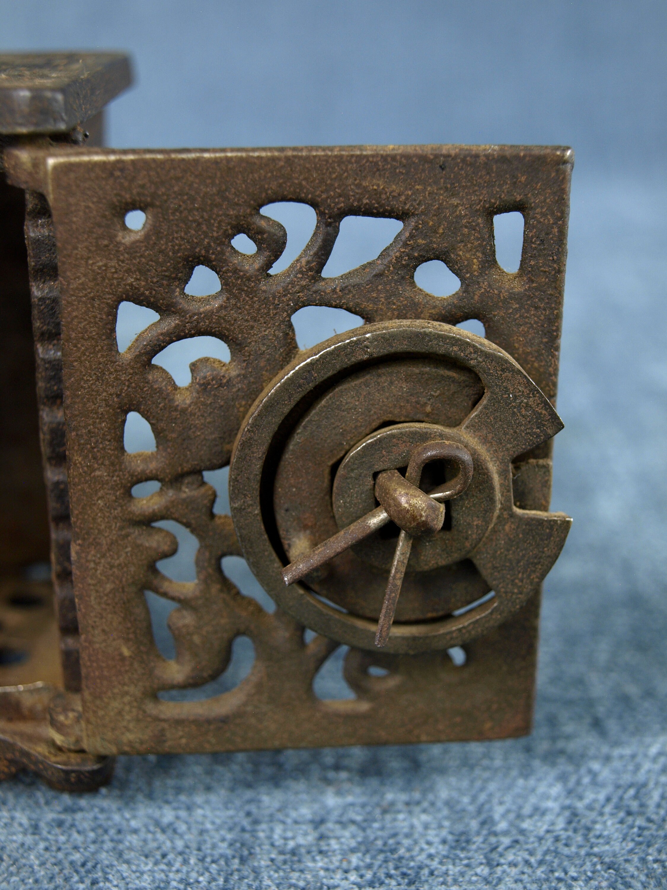 Antique Cast Iron Filigree Miniature Safe Coin Bank With - Etsy