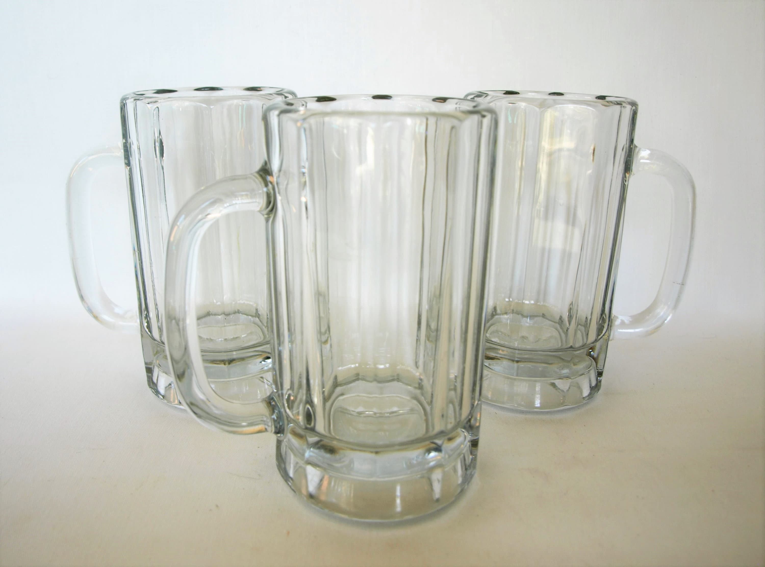 Vintage Clear Glass Pint Beer Mugs Matching Set of 3 - Etsy Sweden