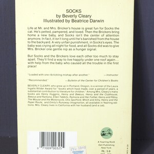 Socks by Beverly Cleary 1973 Softcover Children's Book for Young ...