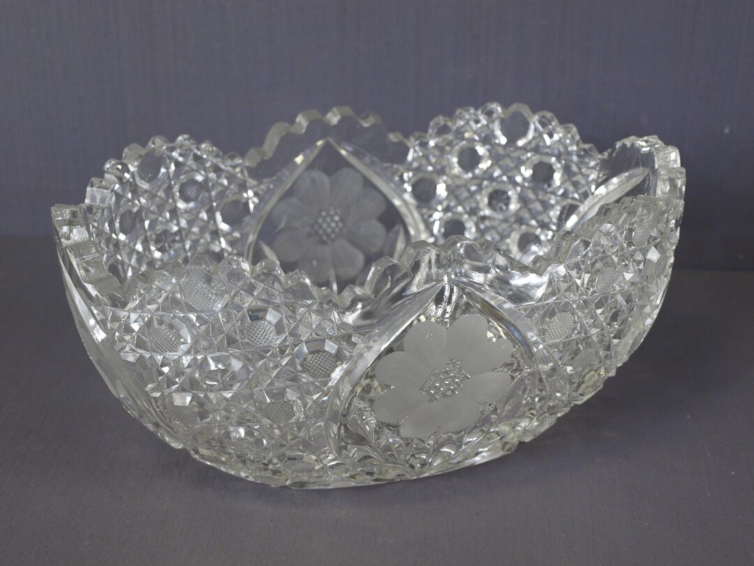 Vintage Imperial Glass Co Mayflower Clear Pattern Oval Serving Bowl ...