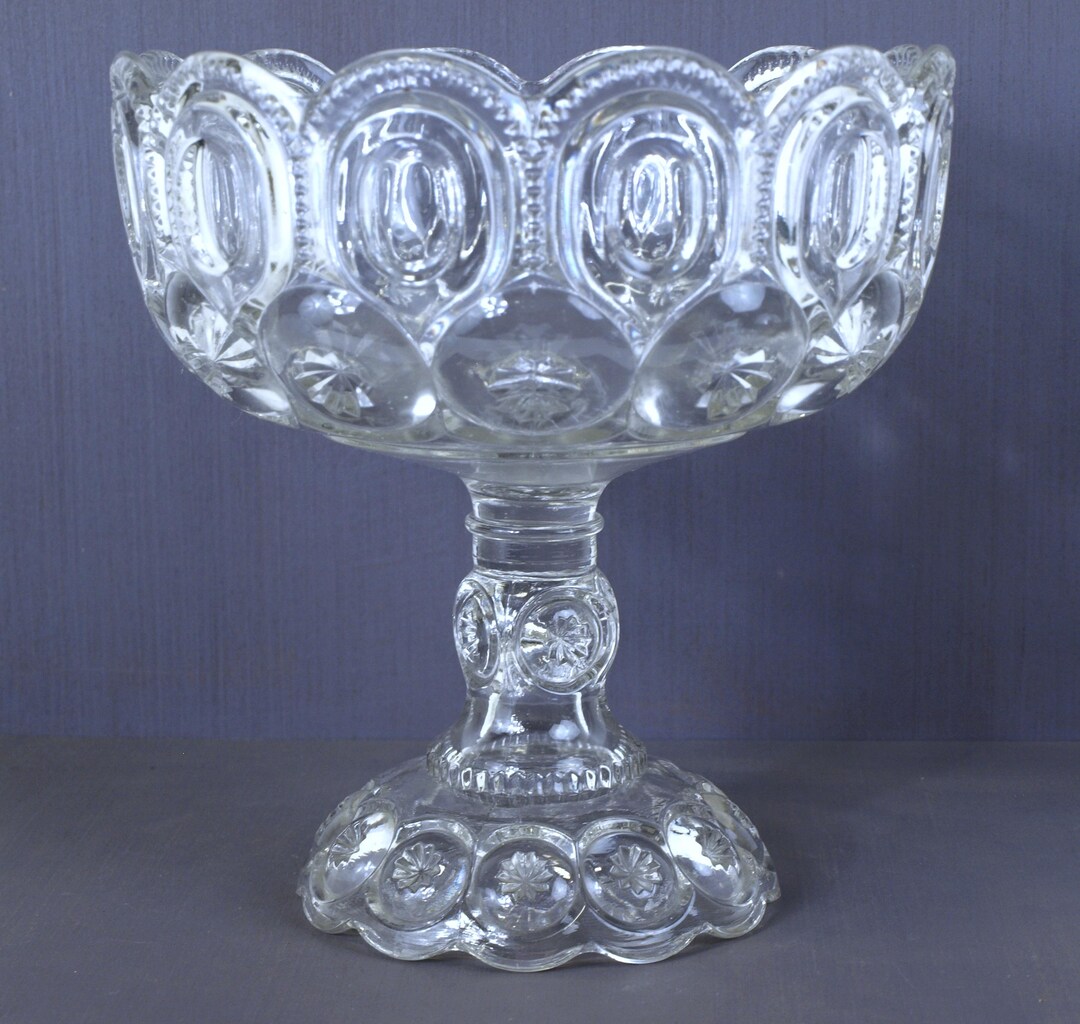 Vintage Rare 11" Tall L.E. Smith Glass Moon and Stars Pattern Large ...