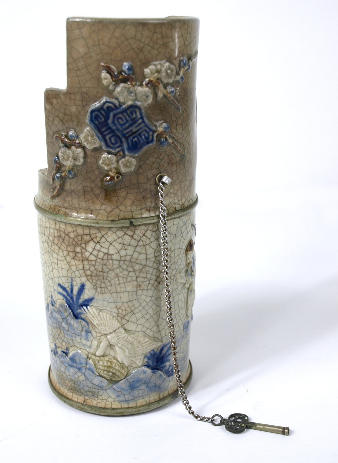 Antique Chinese Ruyao Opium Pipe - Fisherman / Plum Blossoms / Goose ...