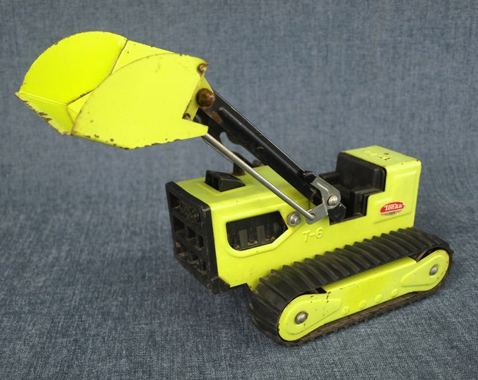 Vintage Tonka T-6 Track Front End Loader Backhoe Bulldozer Pressed ...