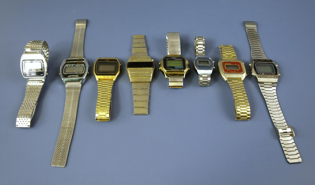 Vintage Mens Digital Wrist Watches Lot - Timex Gruen Micronta Medana ...