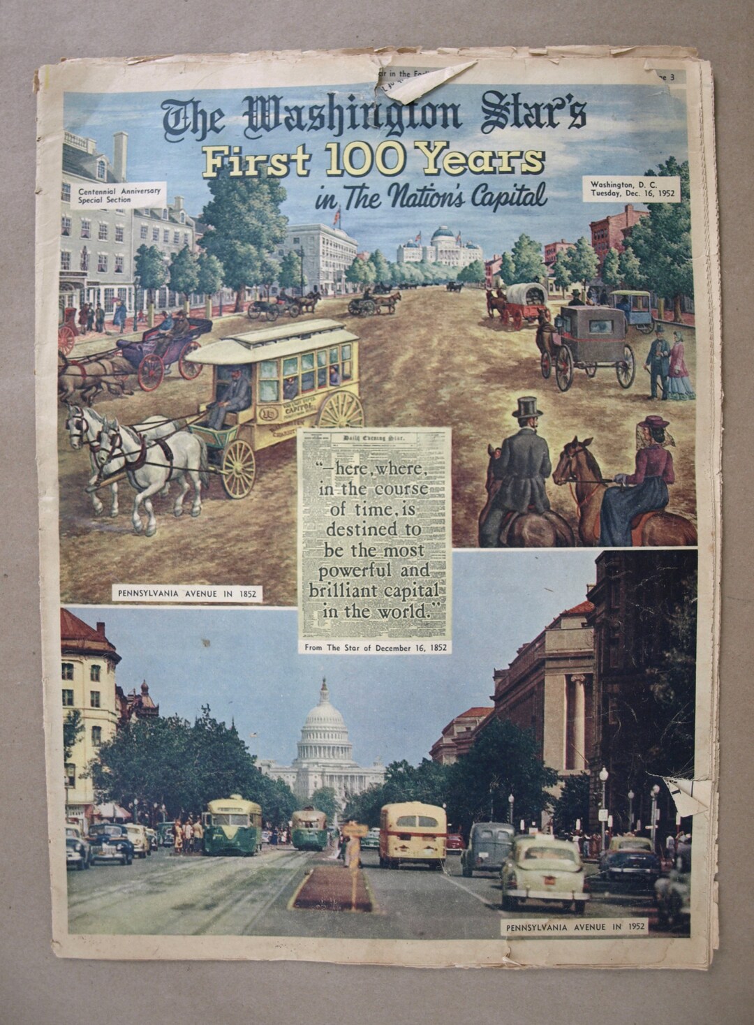 Vintage Centennial Newspaper the Washington Star's First 100 Years in ...