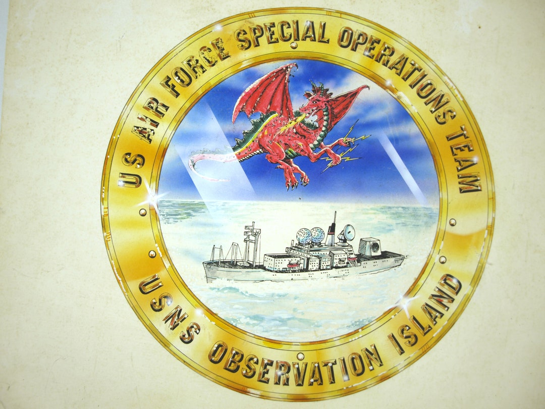 Vintage USNS Observation Island, Original Multi-media, Pen & Ink ...