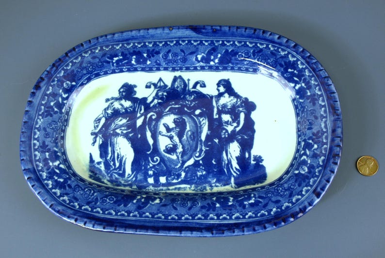 Vintage Victoria Ironstone 11" Flow Blue & White Transferware Platter ...