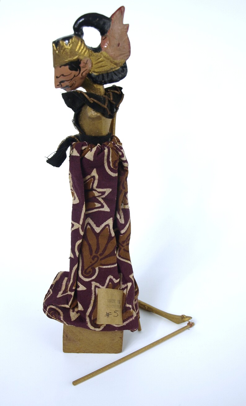 Vintage Indonesian Shadow Puppet Figure on Wooden Base One - Etsy