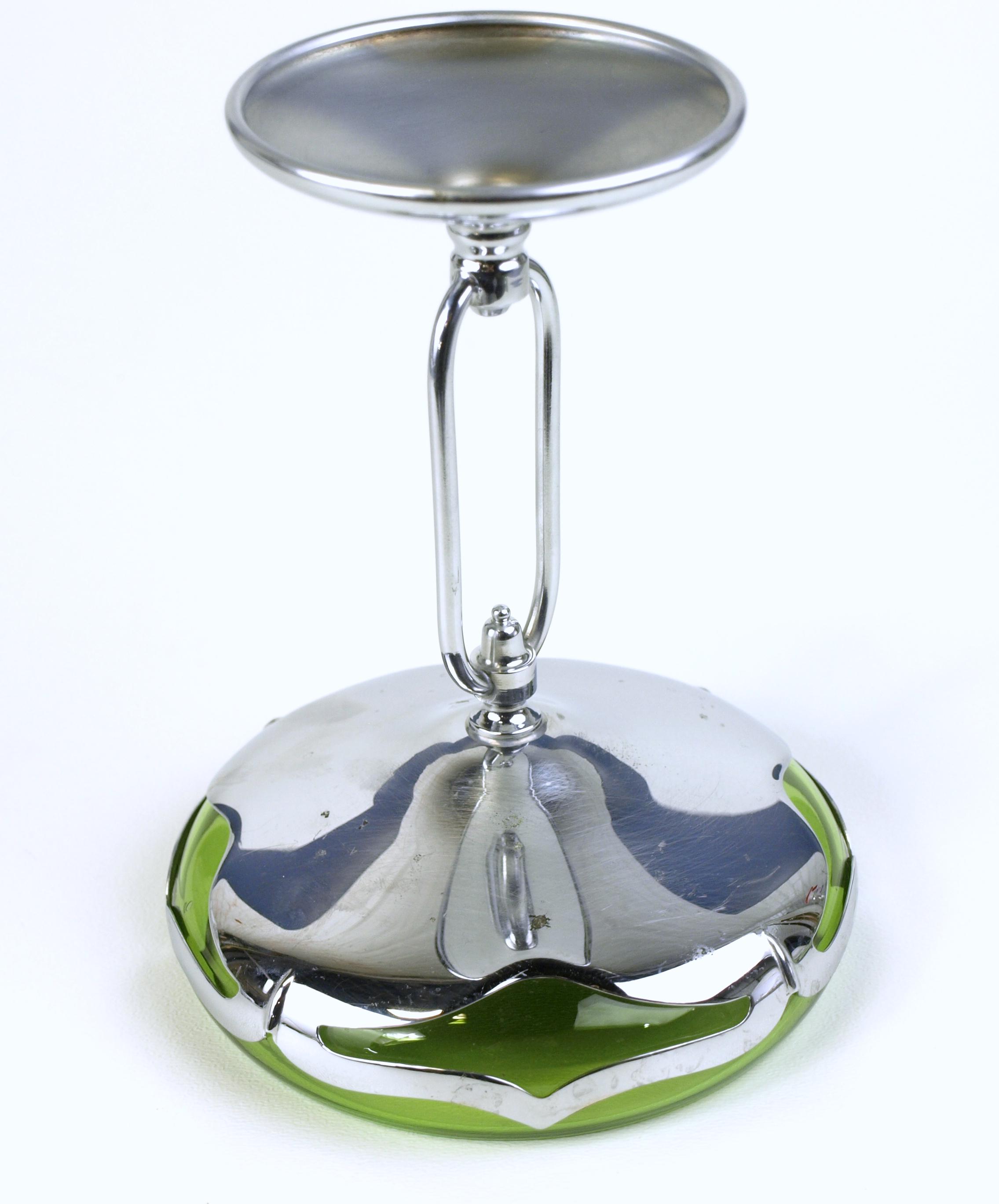Vintage Art Deco Farber Bros. Krome Kraft Chrome Plated Green Glass ...