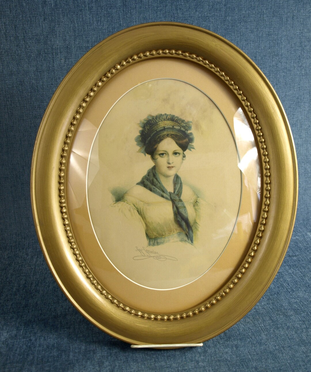 Antique Colored Lithograph of Victorian Woman by Henri Grevedon (1776 ...