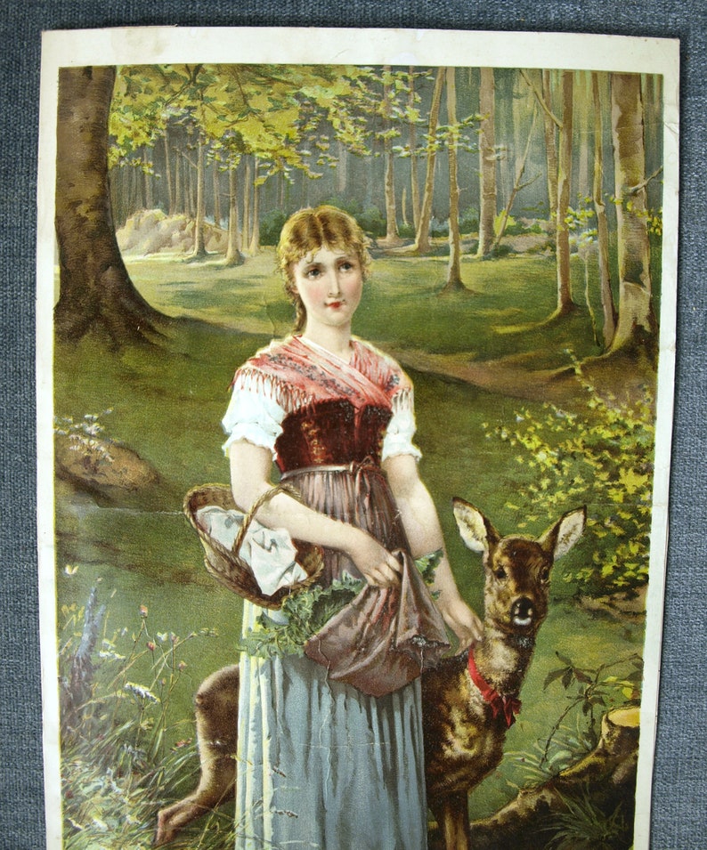 The Forester's Daughter Antique Victorian Era Lithograph - Etsy
